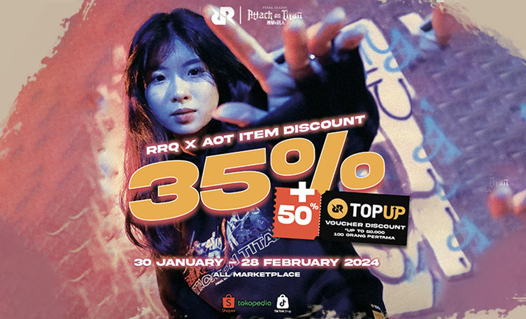 RRQ Topup X RRQ Store: Beli Merchandise AOT Dapat Voucher Diskon Top Up!